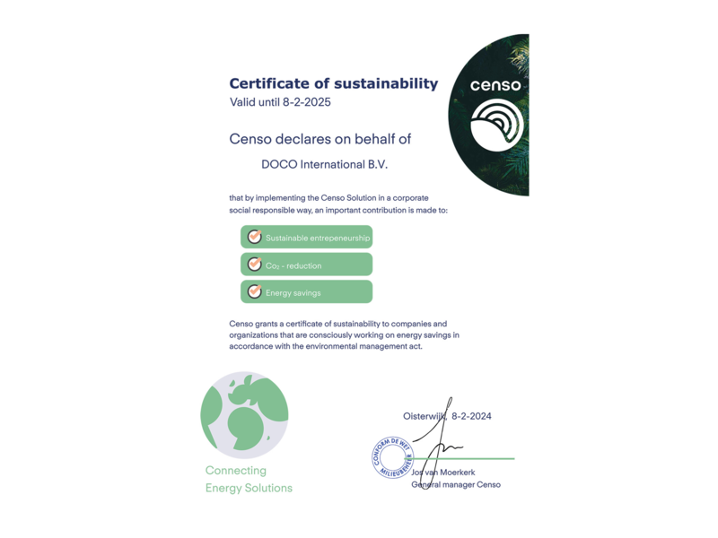 DOCO receives sustainability certificate | SOMMER